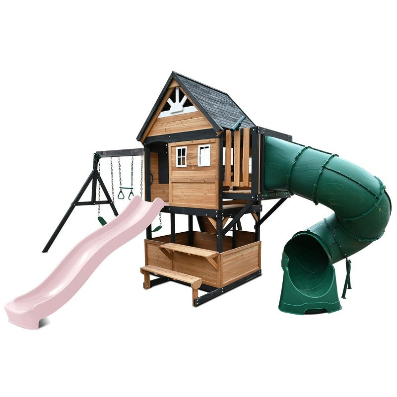 Lifespan Claremont Swing Set & Playground with 2.2m Slide - Pastel Pink