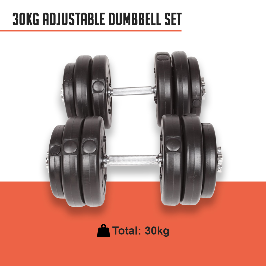 30kg Adjustable Dumbbell Set for Fitness | Go Easy Online