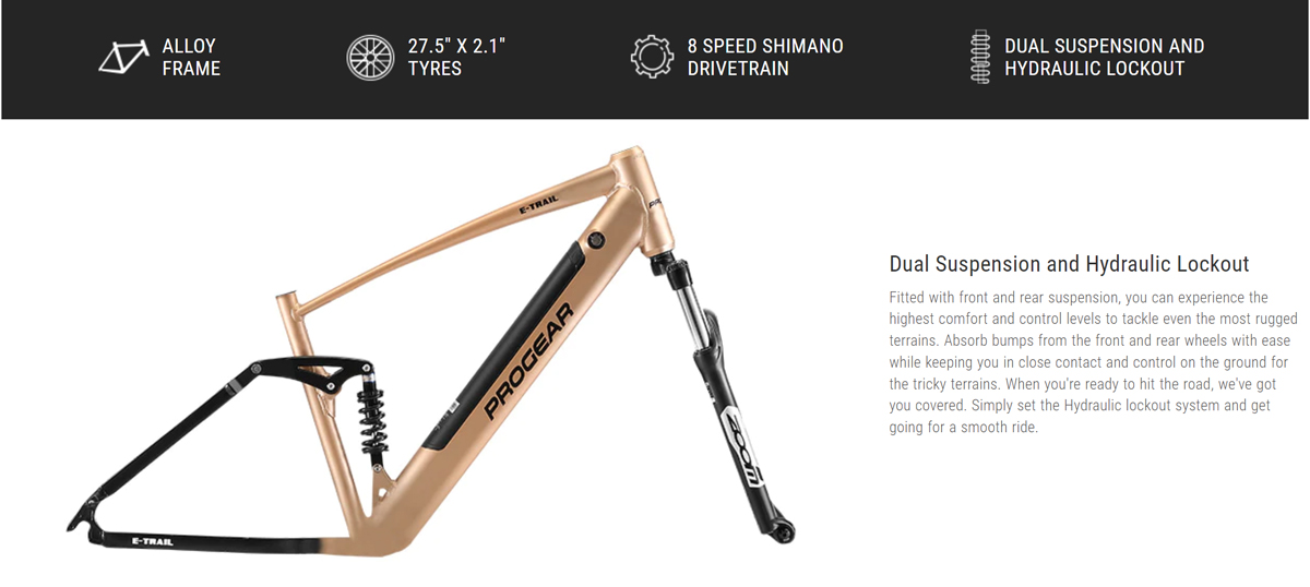 27.5" Progear E-Trail MTB Dual Suspension E-Bike